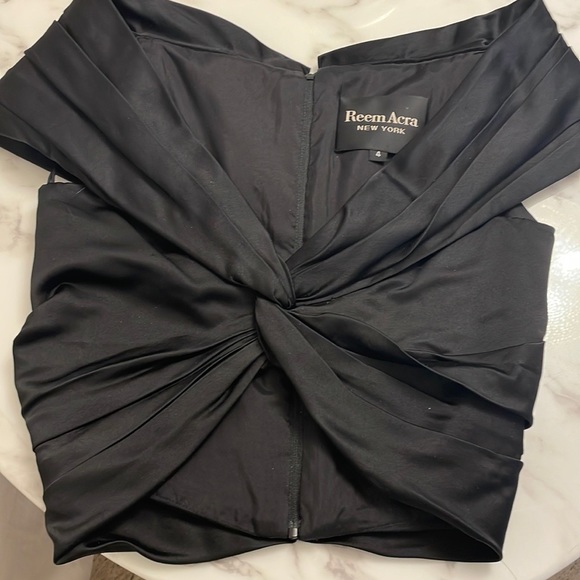 Reem Acre | Tops | Reem Acre Silk Satin Black Slightly Off Shoulder ...